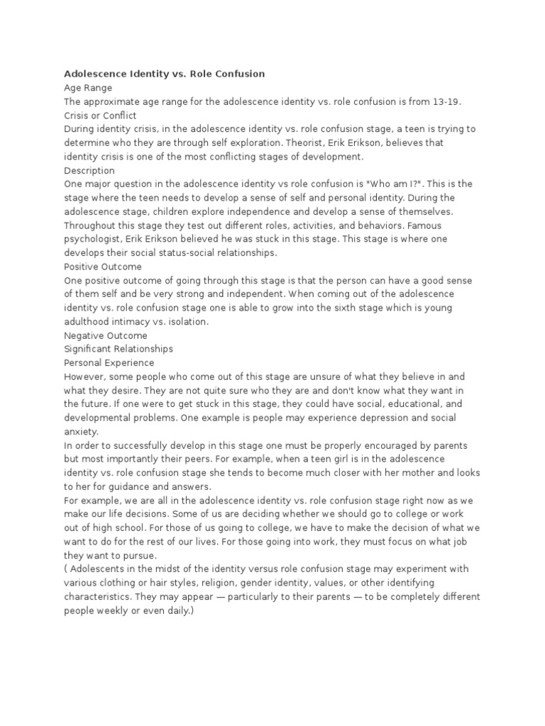Adolescence Identity Vs Download Free Pdf Identity Social Science