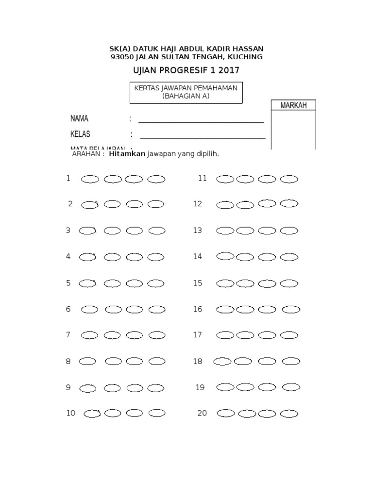 Kertas Omr 20 Soalan | PDF