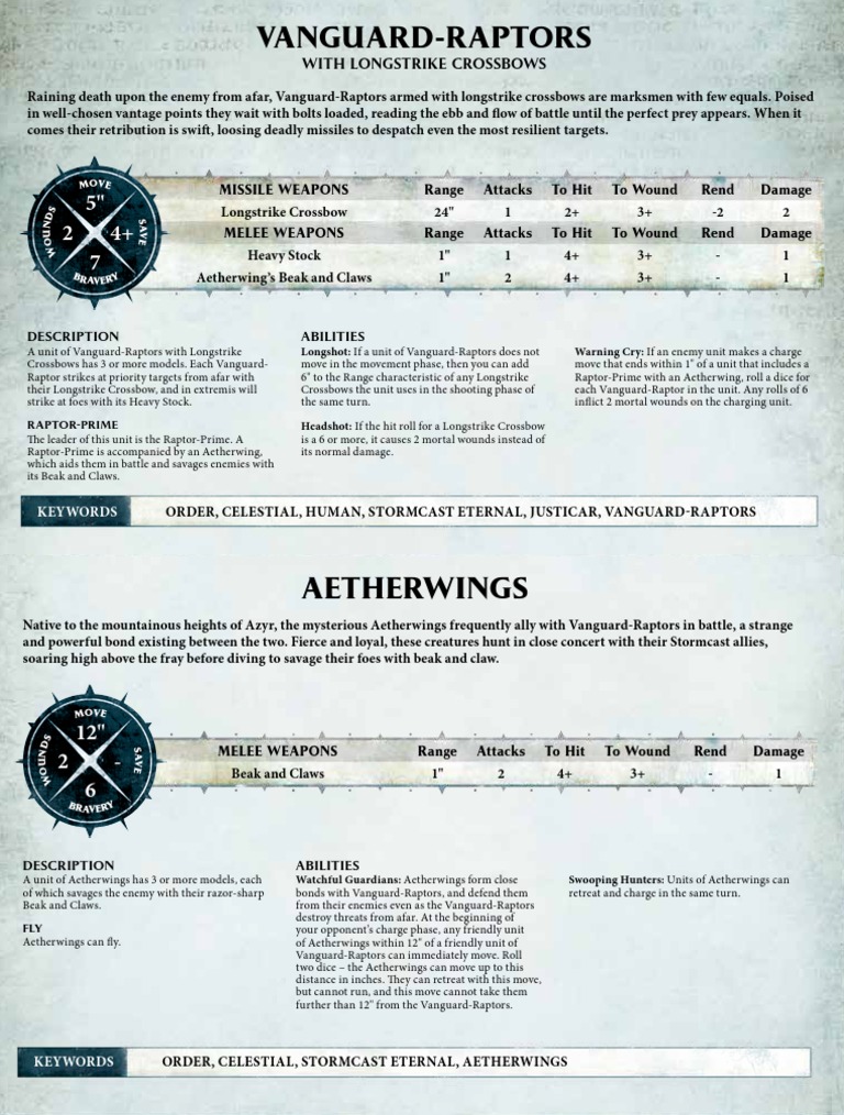 Aos Warscroll Vanguard Raptors With Longstrike Crossbows en | Download ...