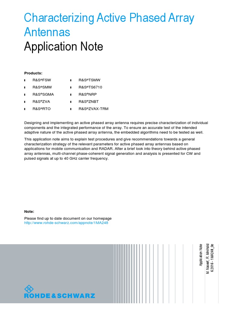 Characterizing Active Phased Array Antennas | PDF | Antenna (Radio) | Orthogonal Frequency ...