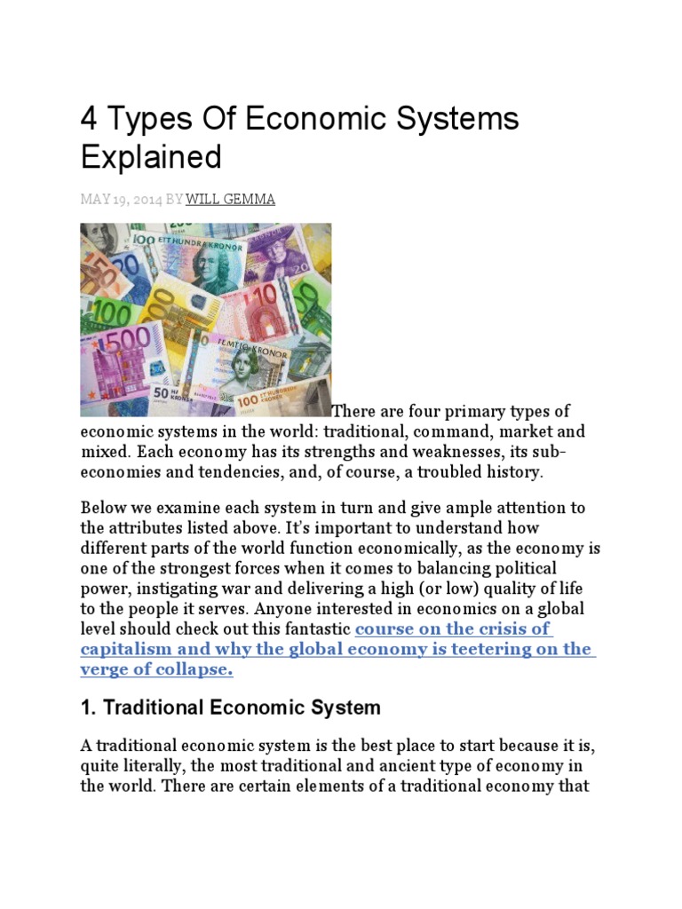 4 Types of Economic Systems Explained | PDF | Economic System | Capitalism