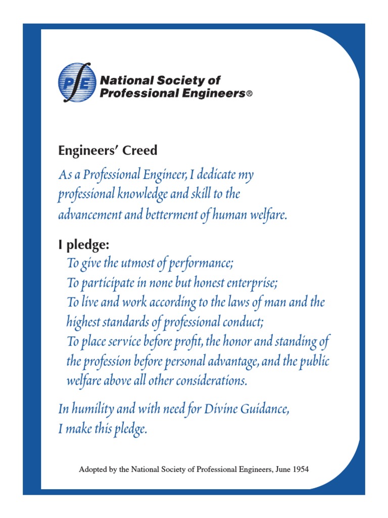 Engineers' Creed: Adopted by The National Society of Professional ...