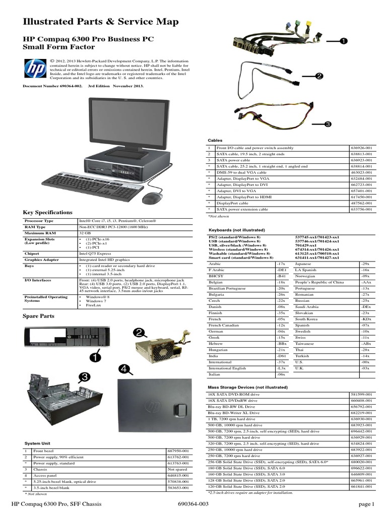 HP Compaq 6300 Pro Business PC-Illustrated Parts and Service Map ...