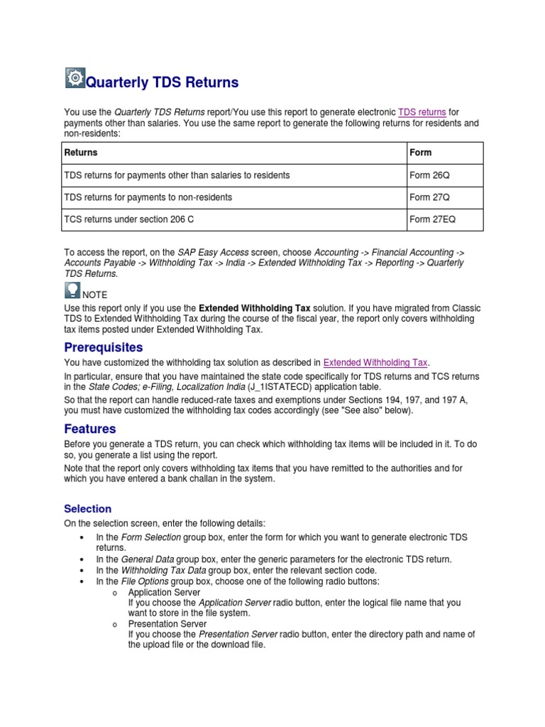 Quarterly TDS Returns | PDF | Withholding Tax | Computer File