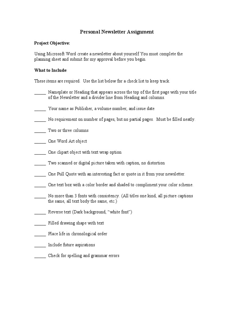 Personal Newsletter Creation Guide | PDF | Page Layout | Text