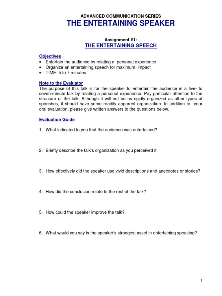 Types of Entertaining Speeches | PDF | Public Speaking | Jokes
