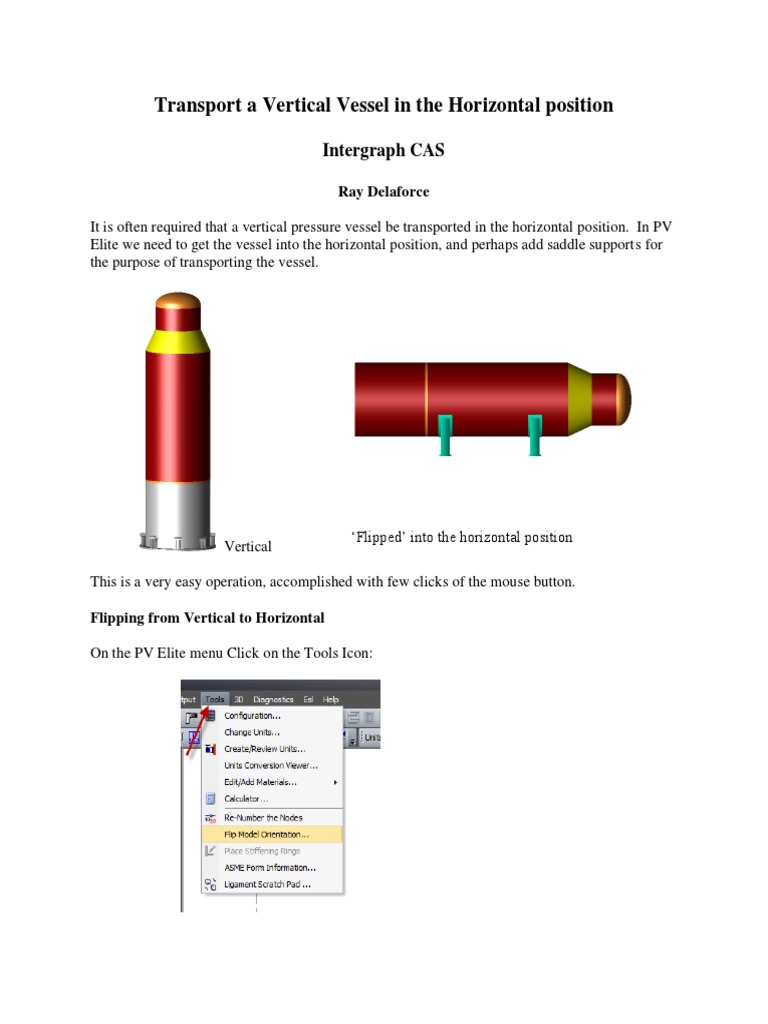 PV Elite Transport A Vertical Vessel in The Horizontal Position PDF | PDF