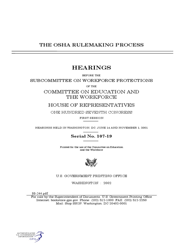 HOUSE HEARING, 107TH CONGRESS - THE OSHA RULEMAKING PROCESS ...