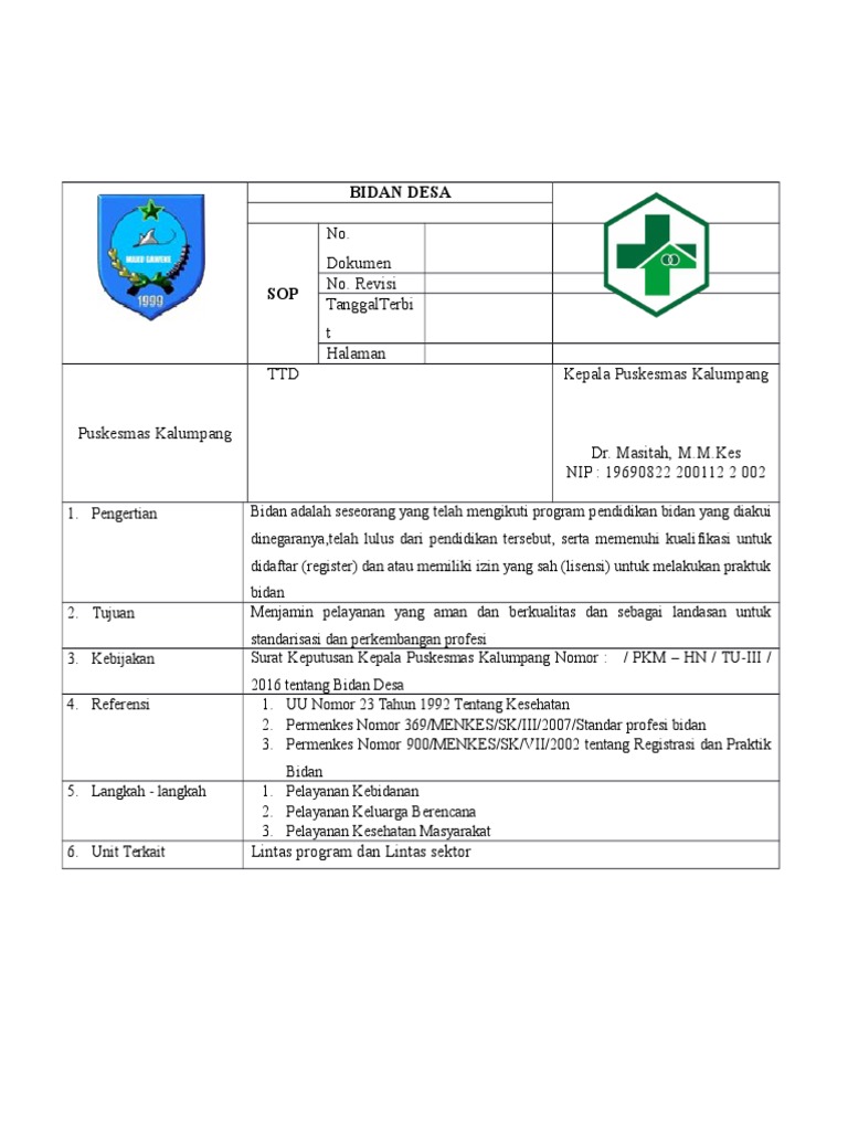 Sop Bidan Desa | PDF | Bisnis