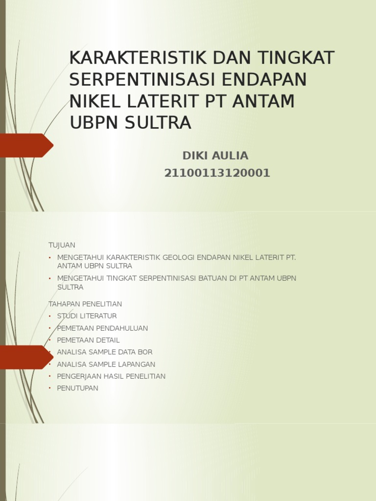 Karakteristik Dan Tingkat Serpentinisasi Endapan Nikel Laterit PT | PDF