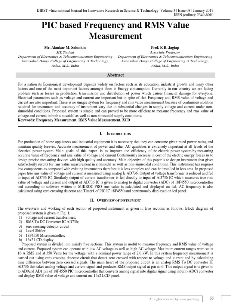 PIC-Based RMS and Frequency Measurement | PDF | Detector (Radio) | Root ...