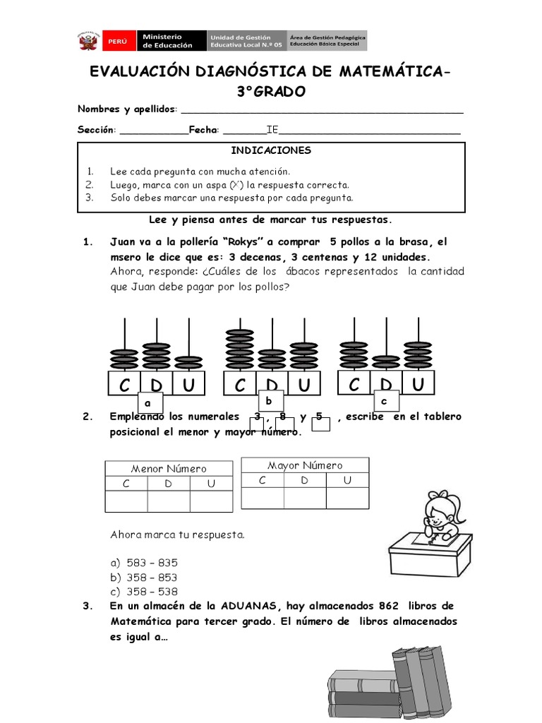 PRUEBA MAT 3ro Grado - Doc2017 | PDF | Alimentos | Naturaleza