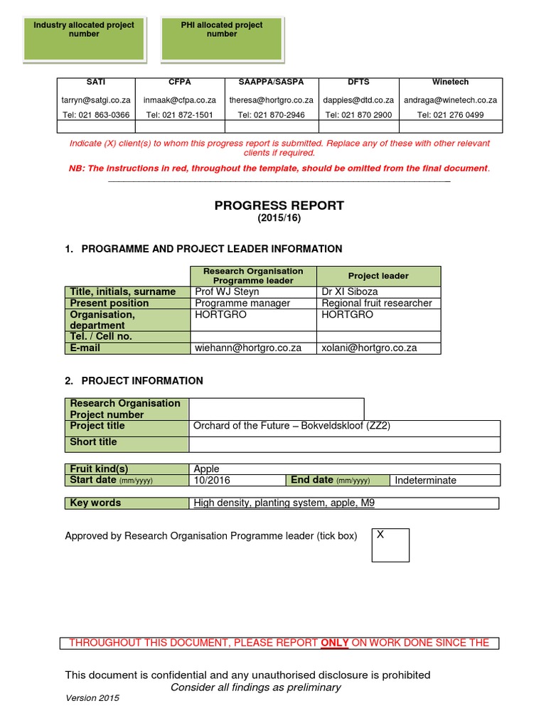 HORTGRO Science Progress Report Template | PDF | Botany | Plants