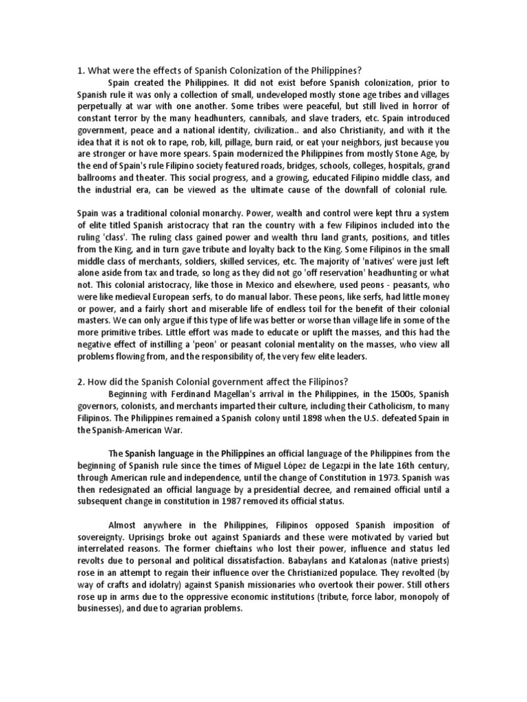 Effects of Spanish Colonization | PDF | Philippines | Spain