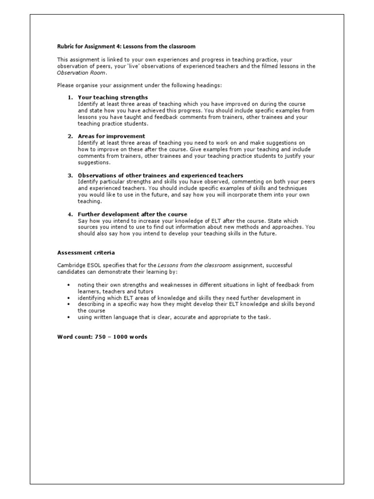 Assignment 4 - Lessons From The Classroom | PDF