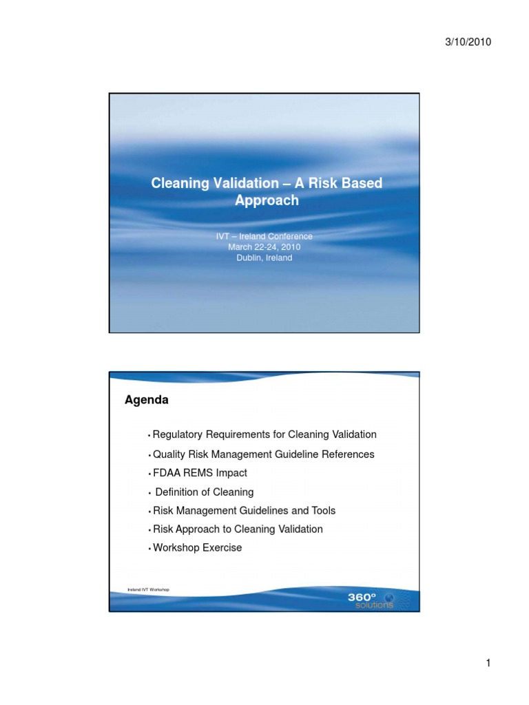Cleaning Validation - A Risk Based Approach PDF | PDF | Risk Management ...