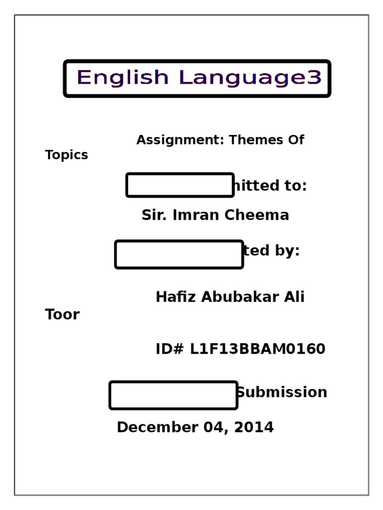 Front Page Assigment 1 English Language | PDF