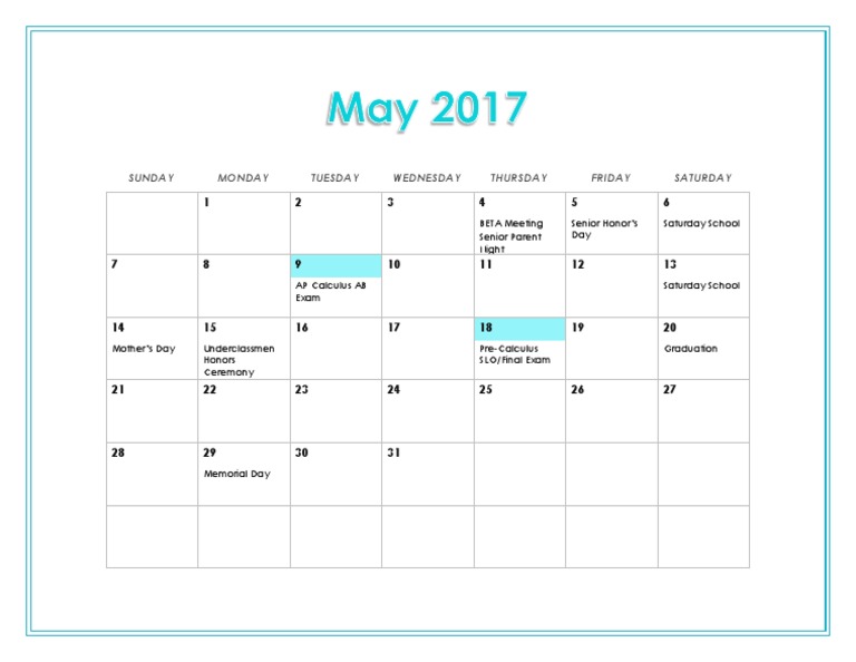 May Calendar | PDF