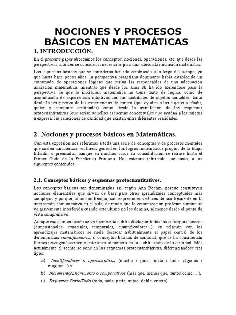 1 Nociones y Procesos Básicos en Matemáticas | PDF | Educación primaria ...