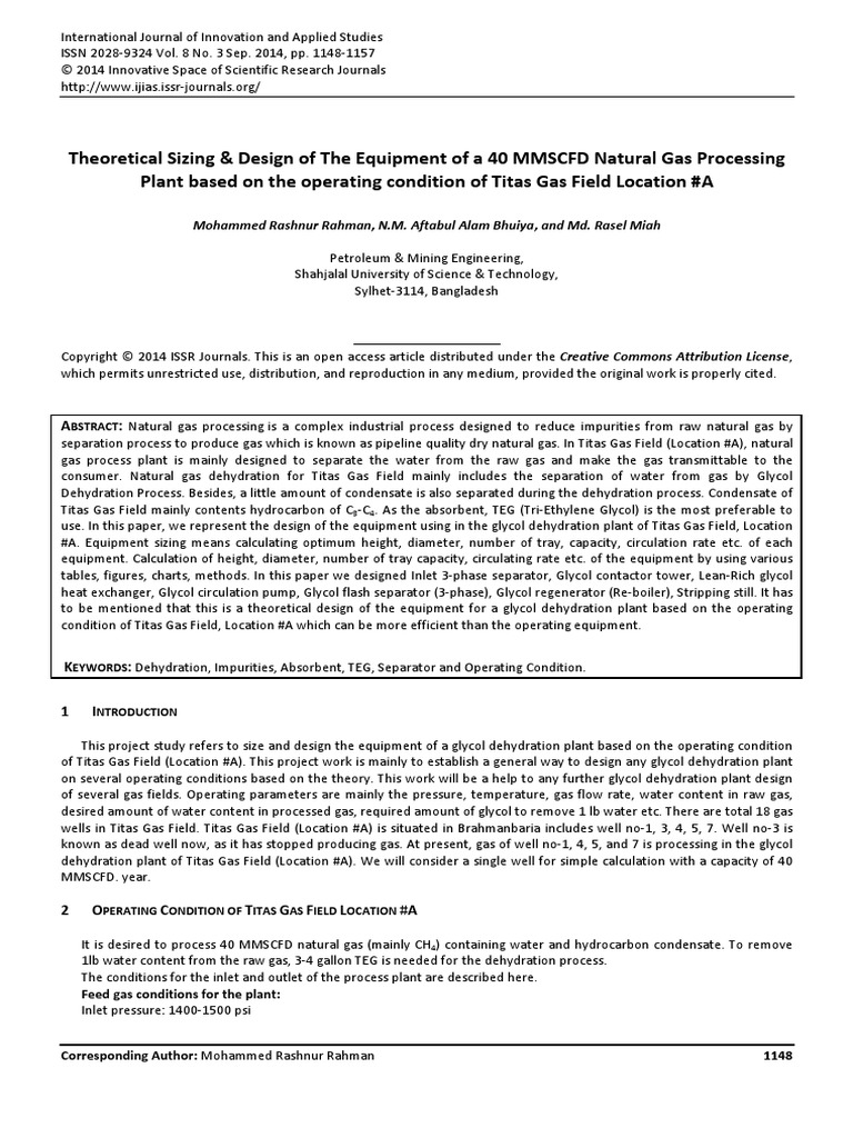 Sizing of Glycol Contactor | PDF | Barrel (Unit) | Natural Gas