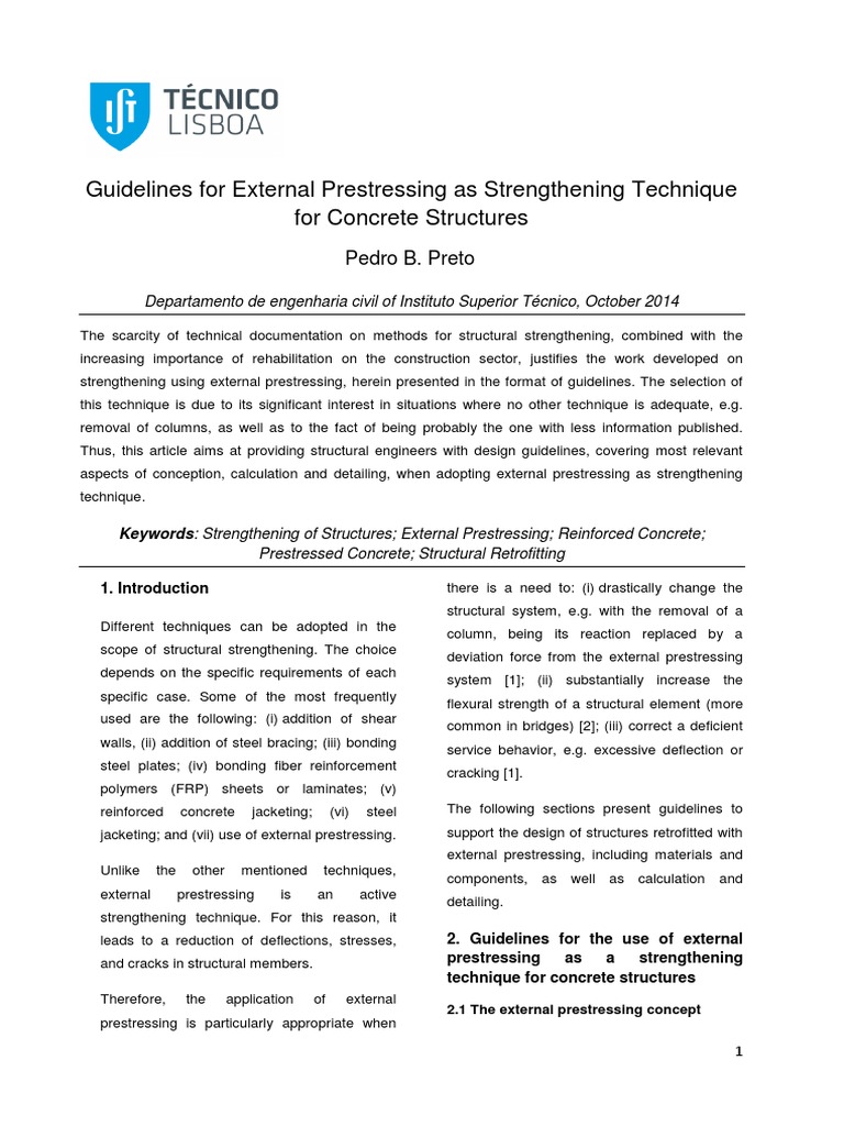 Guidelines For External Prestressing As Strengthening Technique For Concrete Structures PDF ...