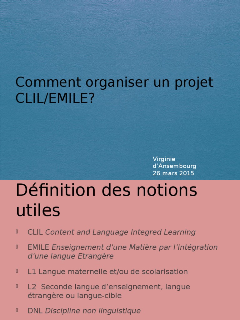 Comment Organiser Un Projet CLIL/EMILE? | PDF | Multilinguisme ...