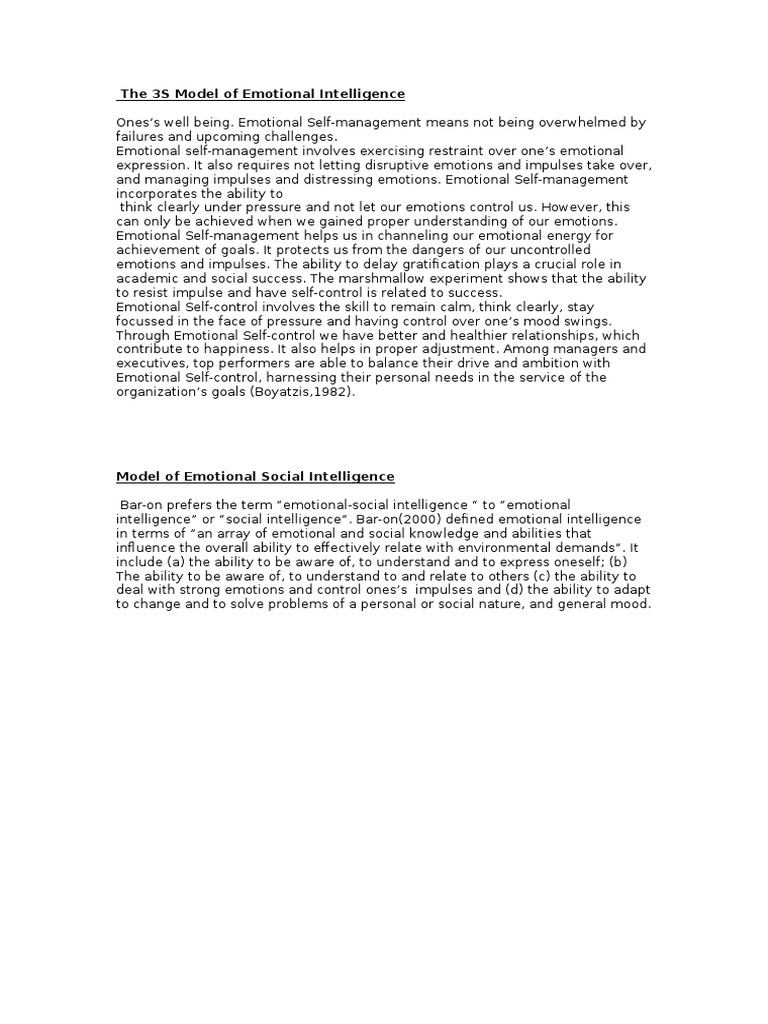 The 3S Model of Emotional Int | PDF