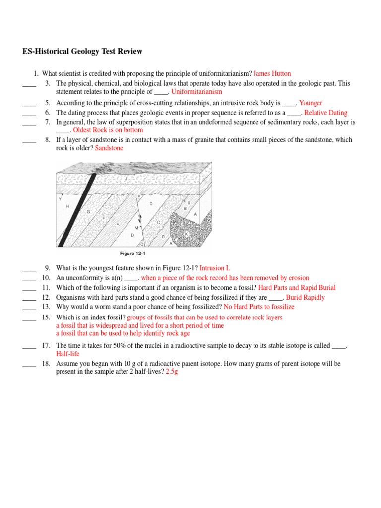 Historical Geology Test Review Answers | PDF | Fossil | Geology