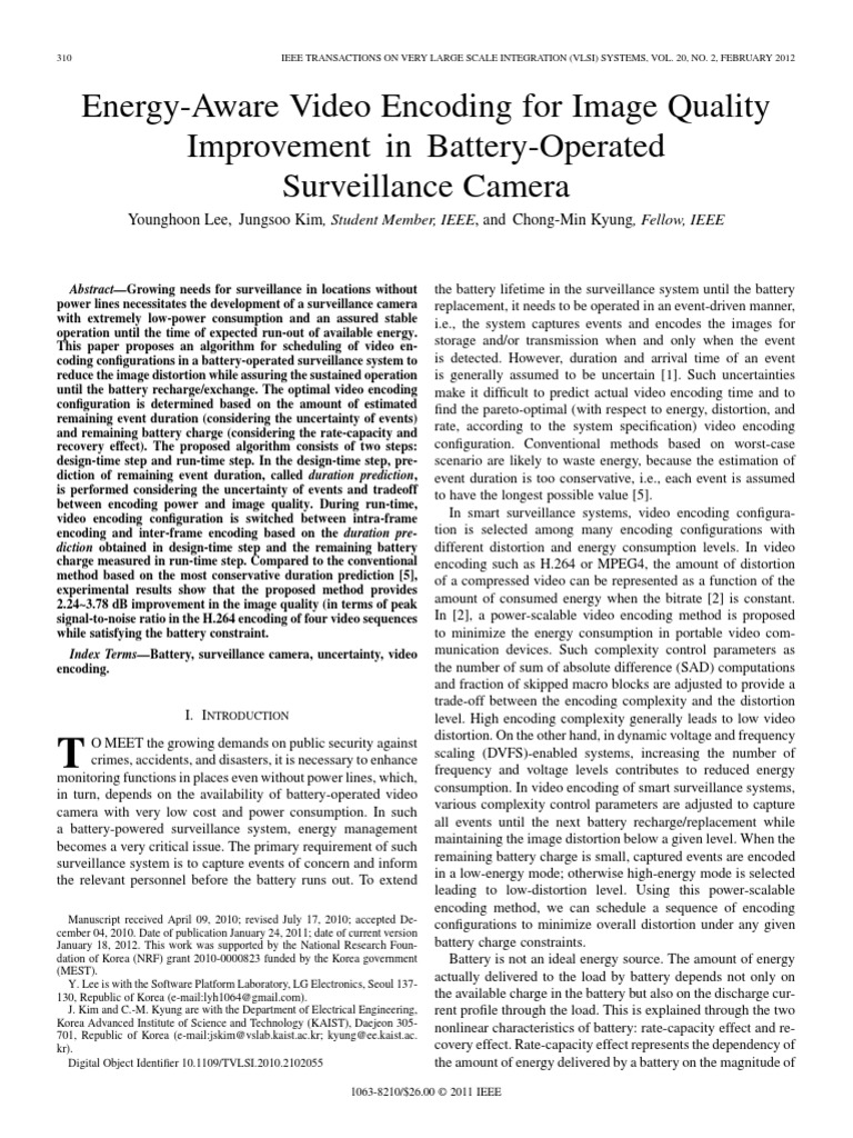 Energy-Aware Video Encoding For Image Quality Improvement in Battery ...
