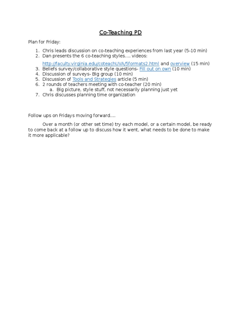 Co Teaching PD | PDF