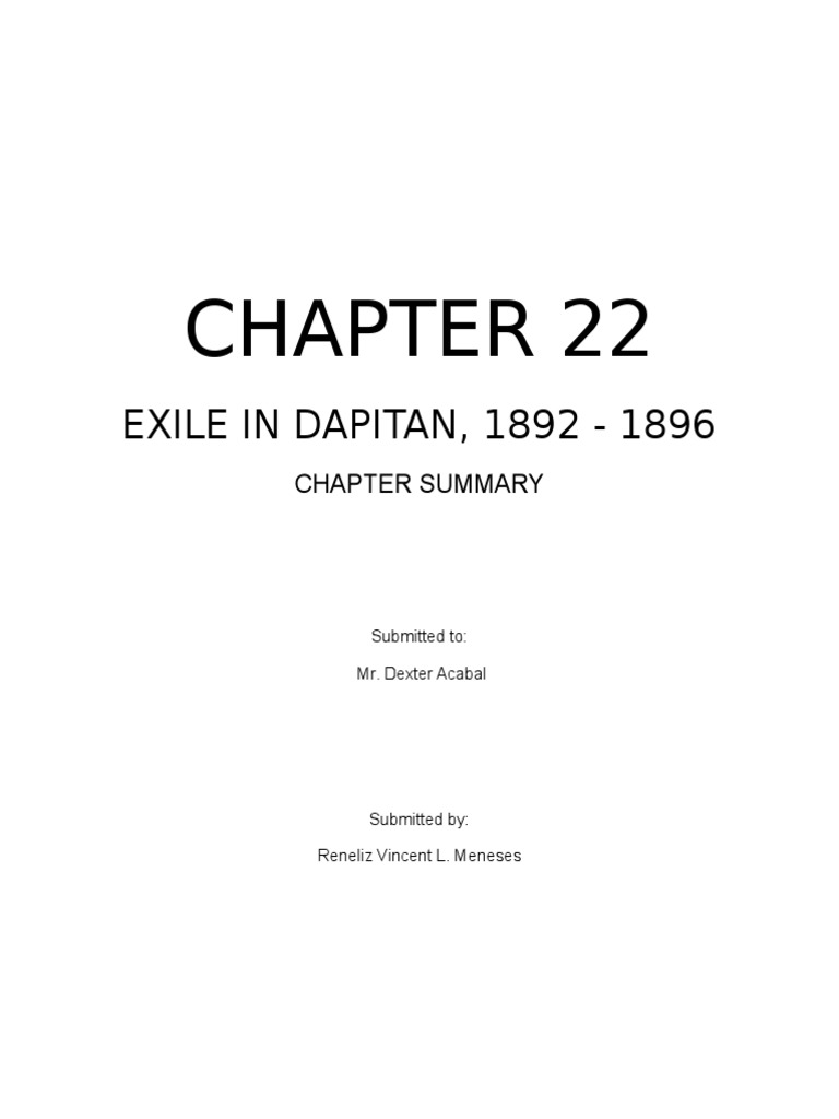 EXILE IN DAPITAN, 1892 - 1896: Chapter Summary | PDF