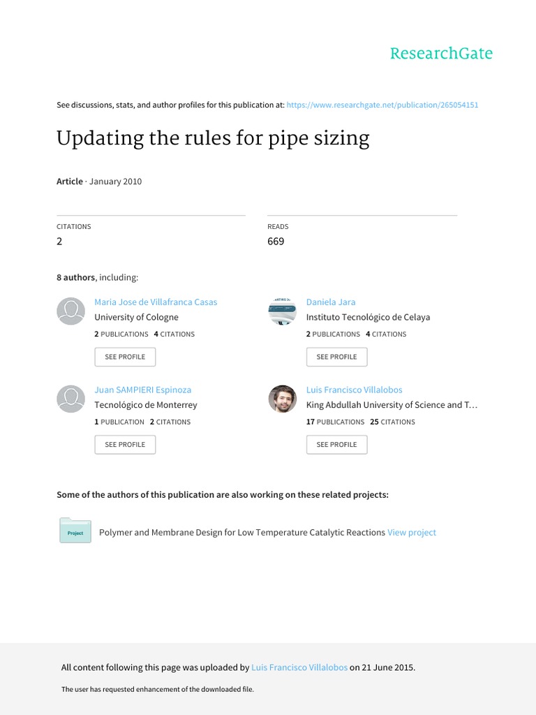 Updating The Rules For Pipe Sizing | PDF
