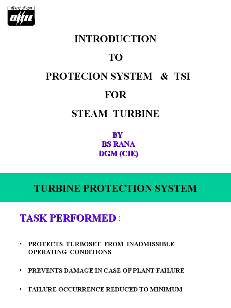 Protection System For Steam Turbine | PDF | Turbine | Switch