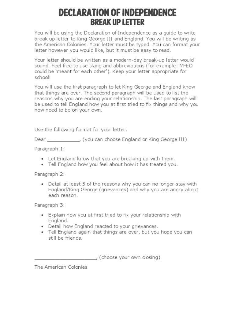 Declaration of Independence Break Up Letter | PDF | History