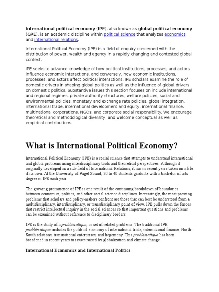 International Political Economy | PDF