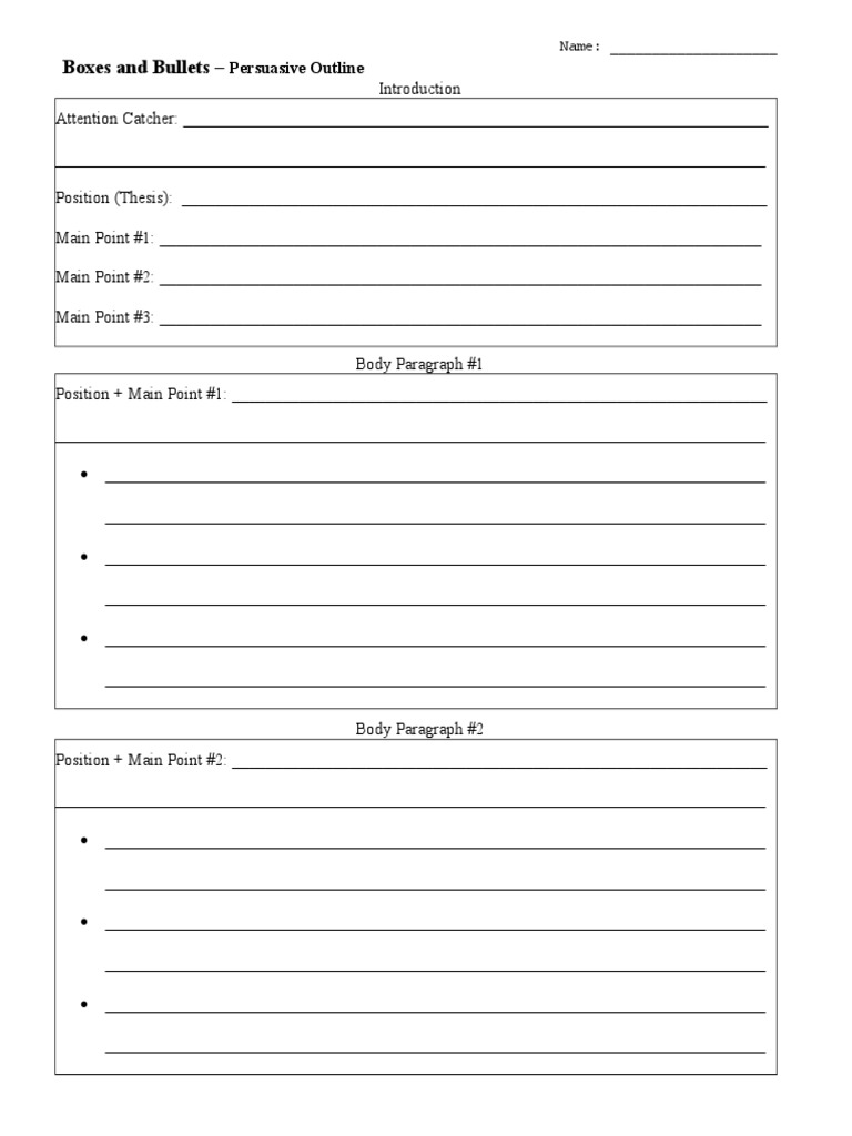 Boxes and Bullets Persuasive Outline | PDF