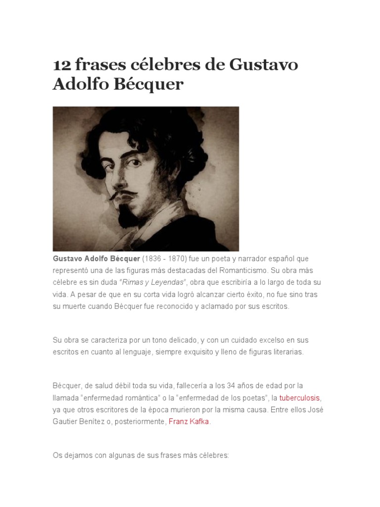12 Frases Célebres de Gustavo Adolfo Bécquer | PDF