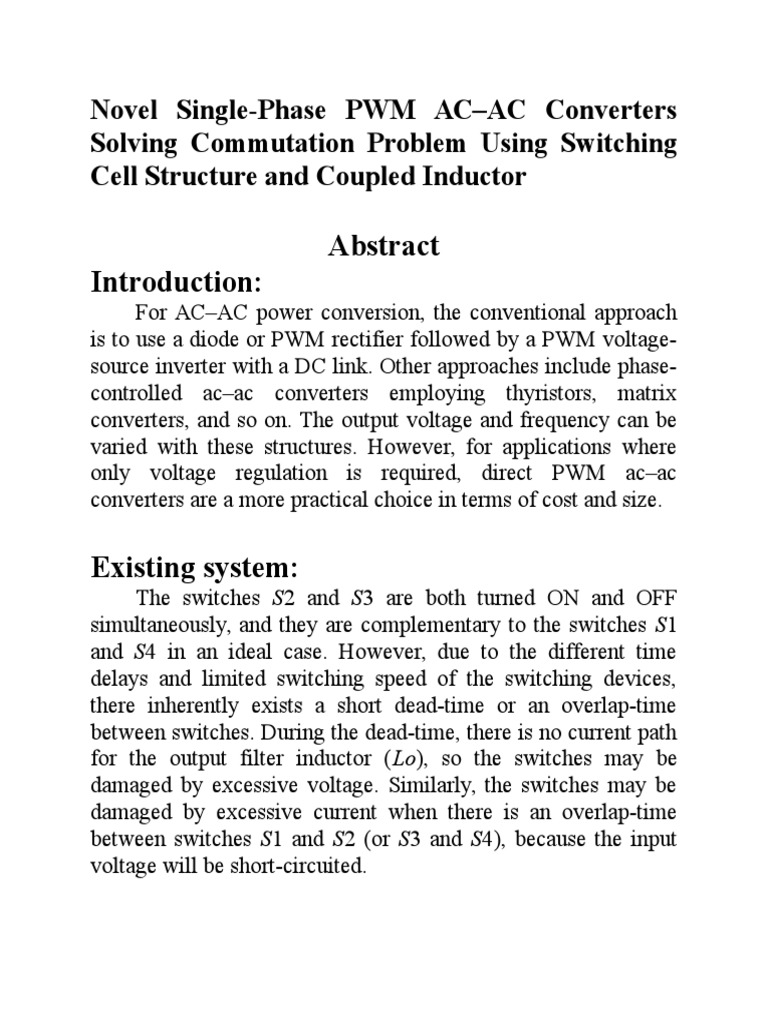 Novel Single-Phase PWM AC-AC Converters Solving Commutation Problem ...