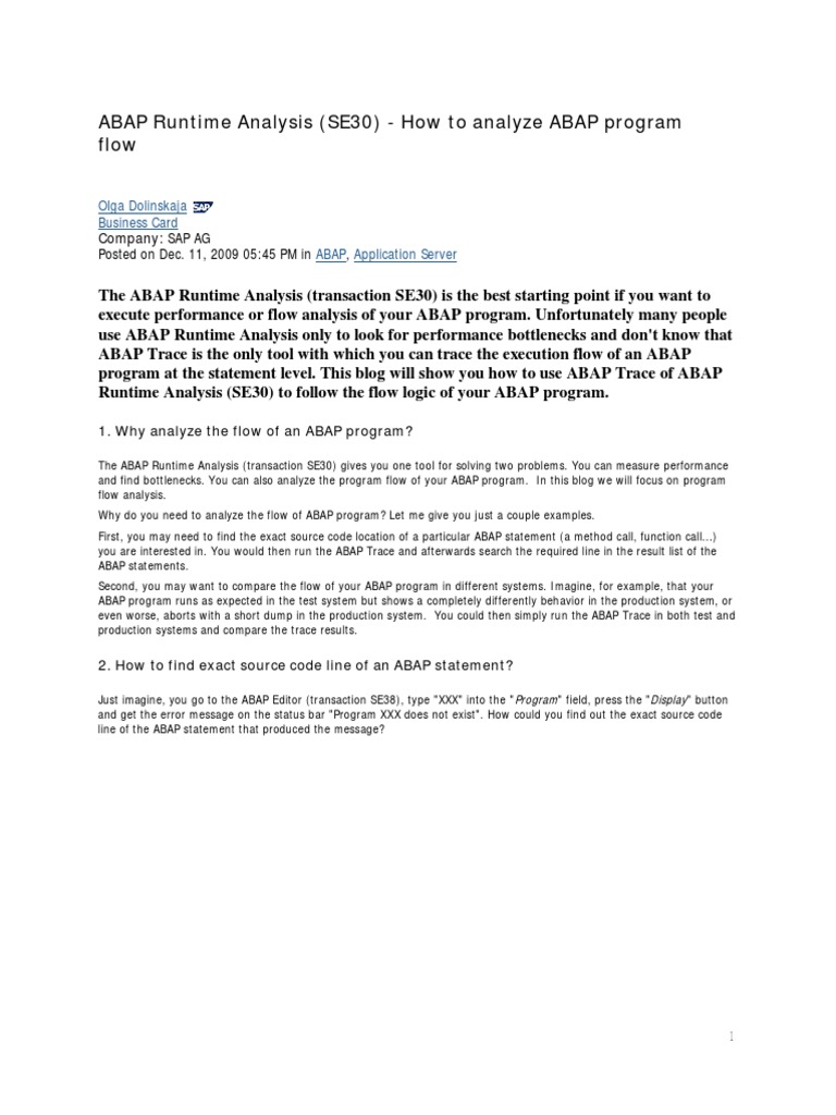 How To Analyse Abap Program With Se30 Pdf Hypertext Transfer 0345