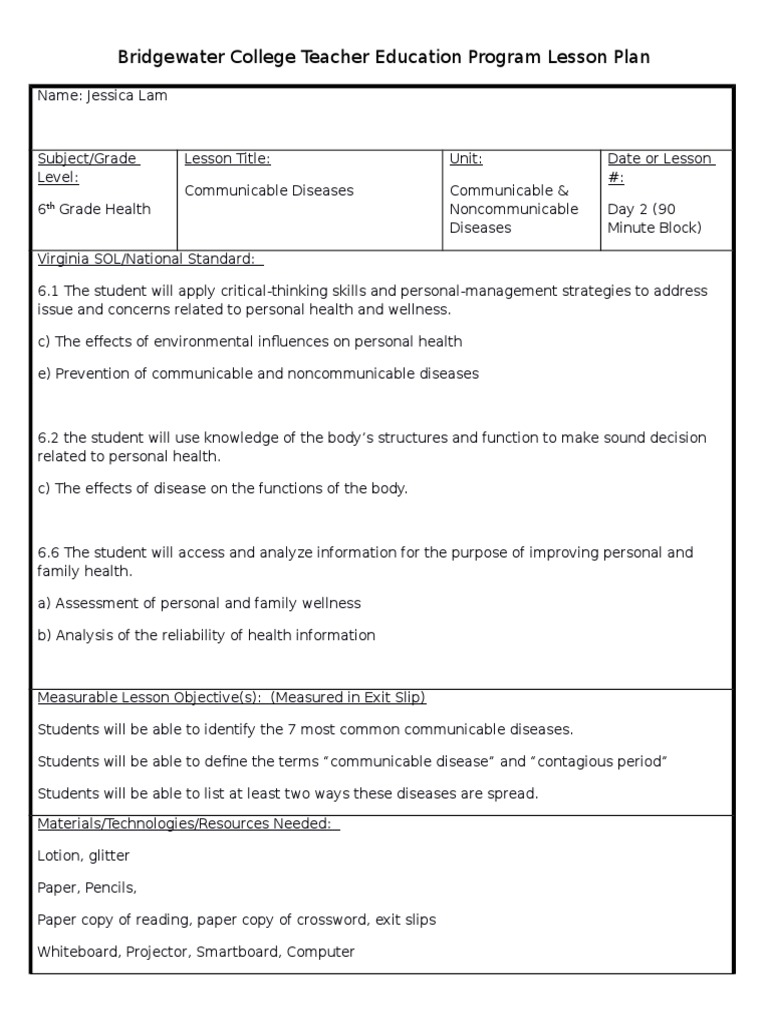 Ill Lesson Plan | PDF | Lesson Plan | Educational Assessment