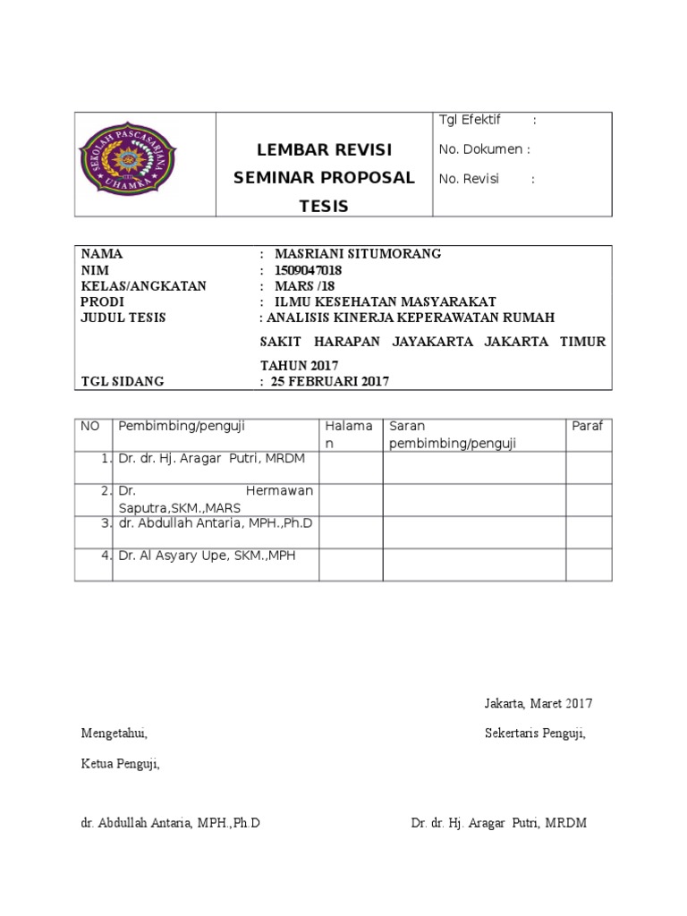 Lembar Revisi Proposal | PDF Lembar Revisi Proposal | PDF
