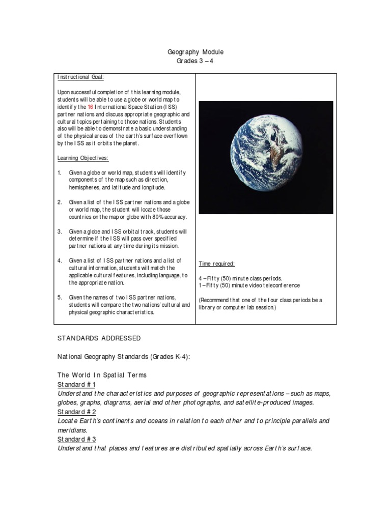Grades 3 - 4: Geography Module | PDF | International Space Station ...