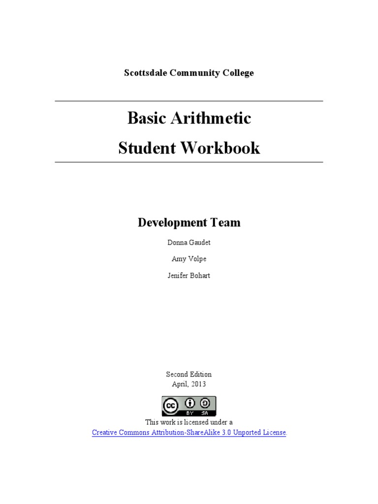 Basic Arithmetic Workbook SCC | PDF | Fraction (Mathematics ...