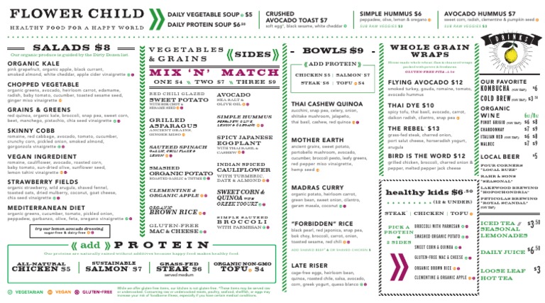 Flower Child Menu