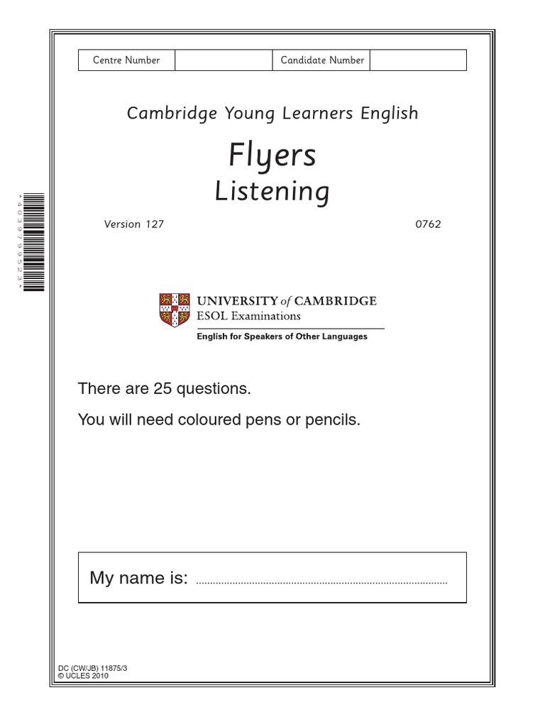 YLE Flyers Listening Sample Paper B | PDF