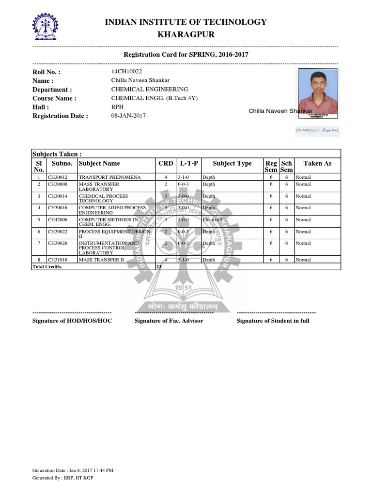 Student Registration Card | PDF