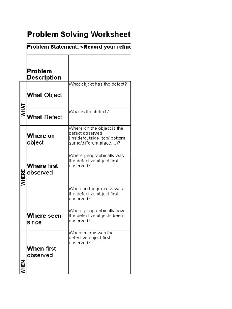 Rca - 5w2h - Is-Is Not Worksheet | PDF | Teaching Mathematics