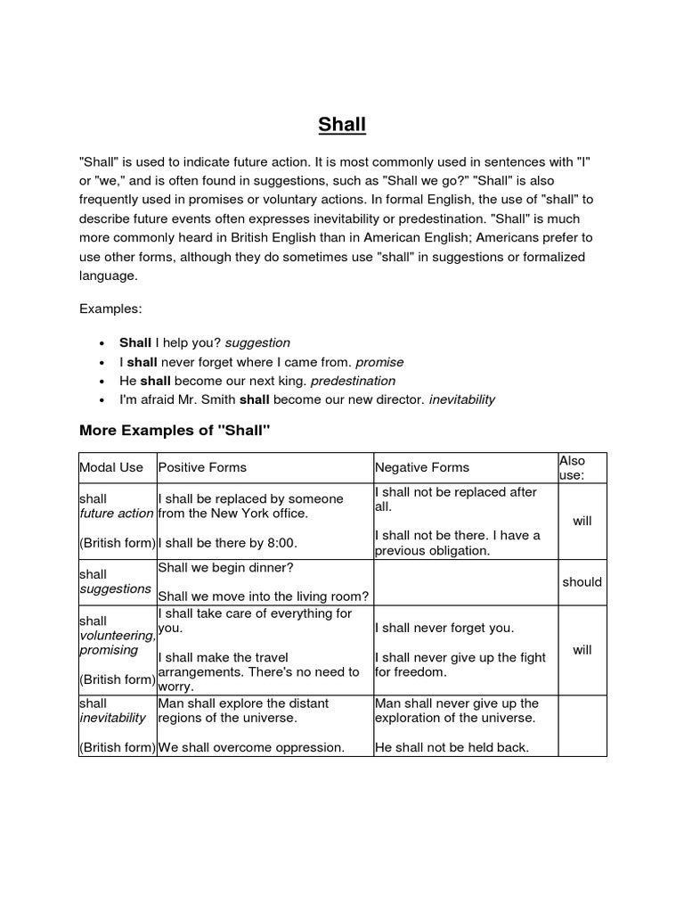 Shall: More Examples of "Shall" | PDF