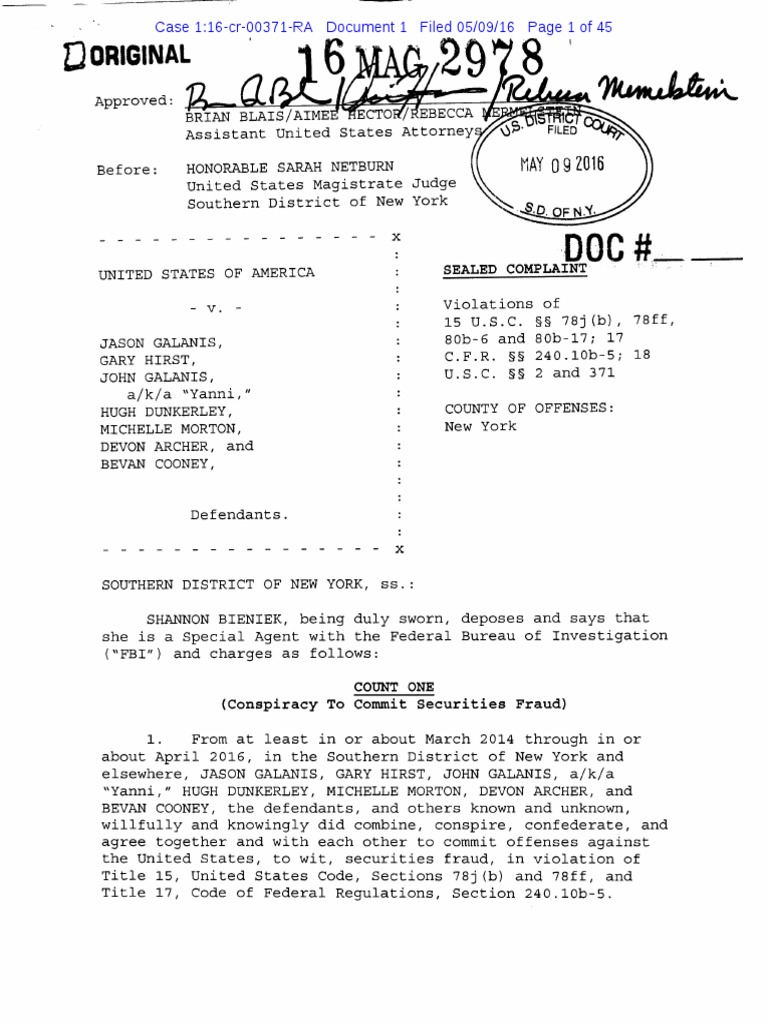 Jason Galanis Complaint | PDF | Limited Liability Company | Bonds (Finance)