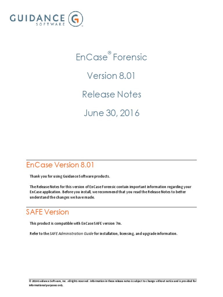 Encase Forensic v8 01 Release Notes | PDF | File Format | 64 Bit Computing